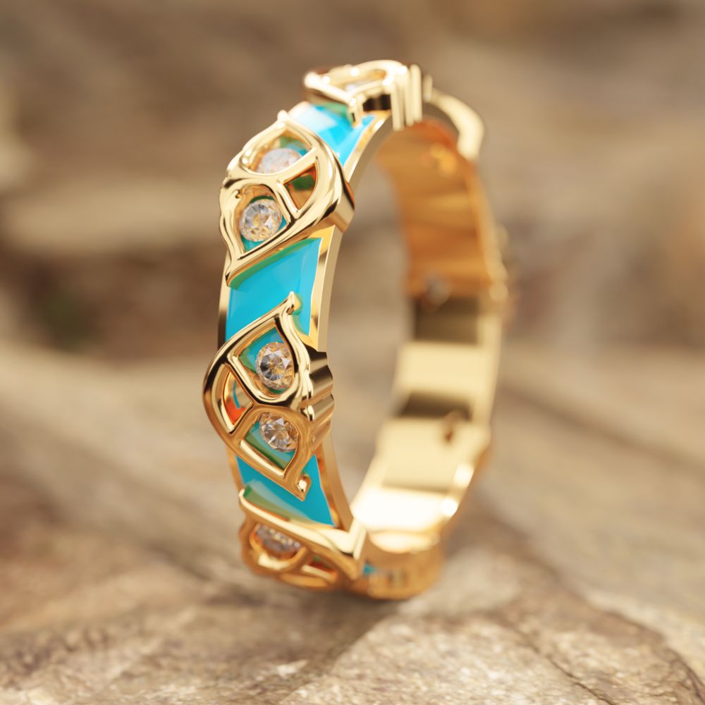 Round Moissanite & Turquoise Sterling Silver Western Ring