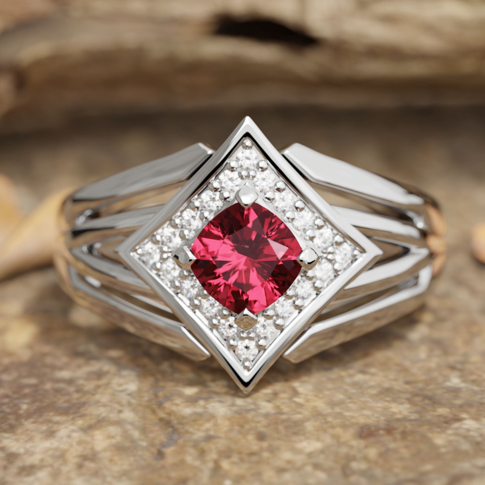 Round Ruby Sterling Silver Western Vintage Ring